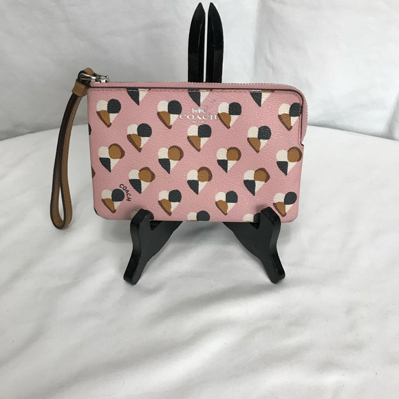 Coach | Bags | Coach Checker Heart Print Wristlet Euc | Poshmark